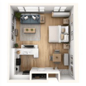 Soft and Simple 400 Sq Ft Studio Apartment Layout Ideas That Make Small ...
